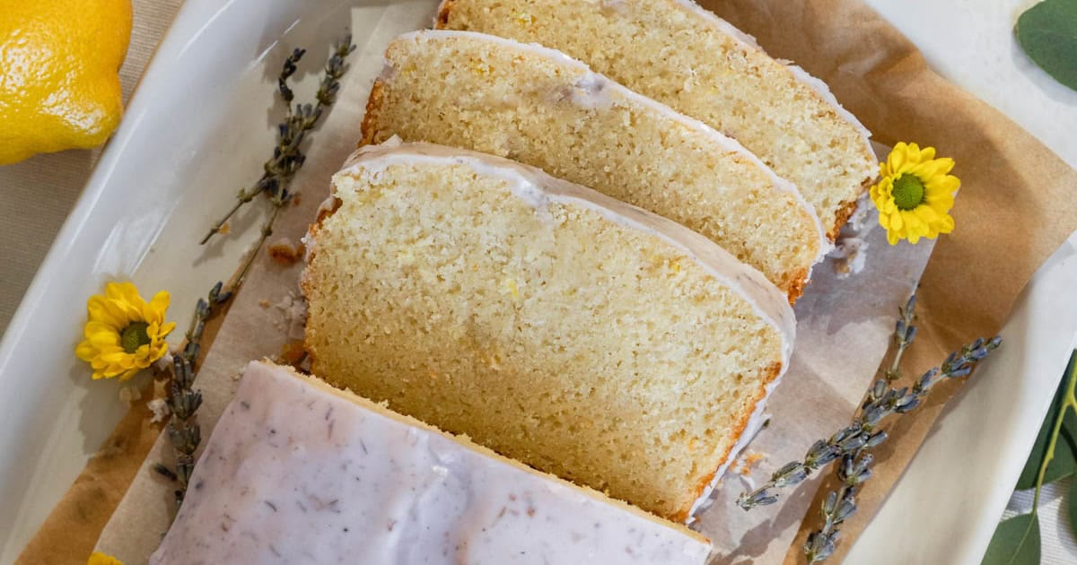 Lemon Cottage Cheese Cake with Lavender Glaze - Belle Fleur Bakery